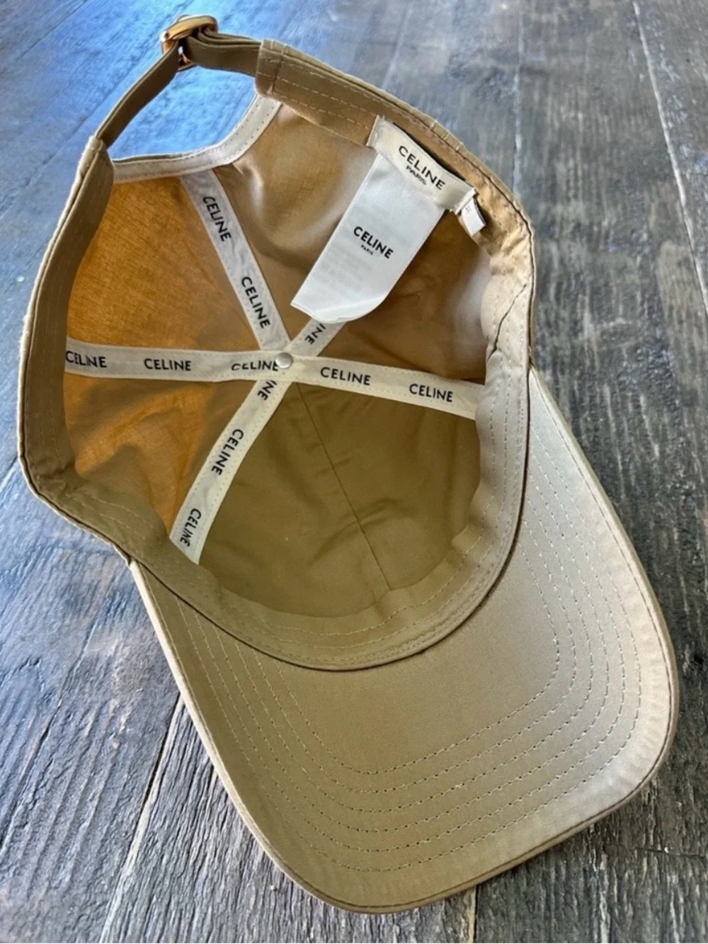 Celine | Accessories | Celine Khaki Baseball Cap Embroidered Triomphe ...